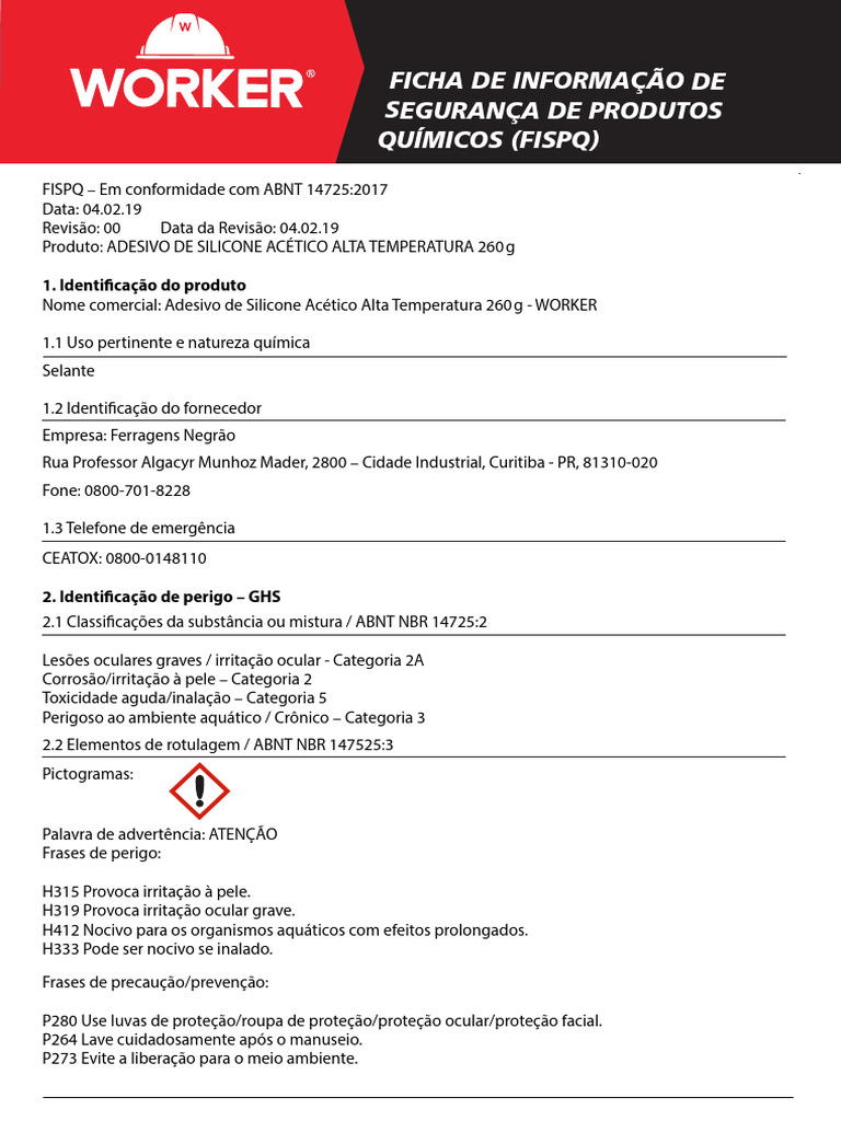 Fispq - Adesivo Silicone | PDF | Química | Cloreto de polivinila (PVC)