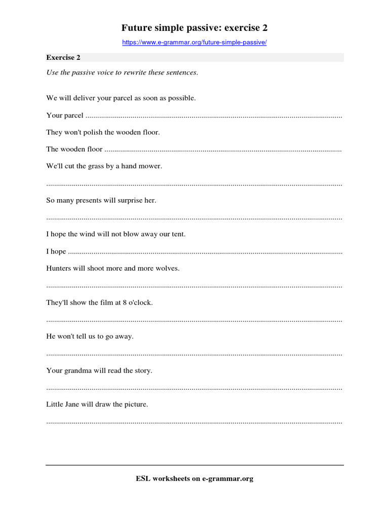 Future Simple Passive Exercise 2 | PDF