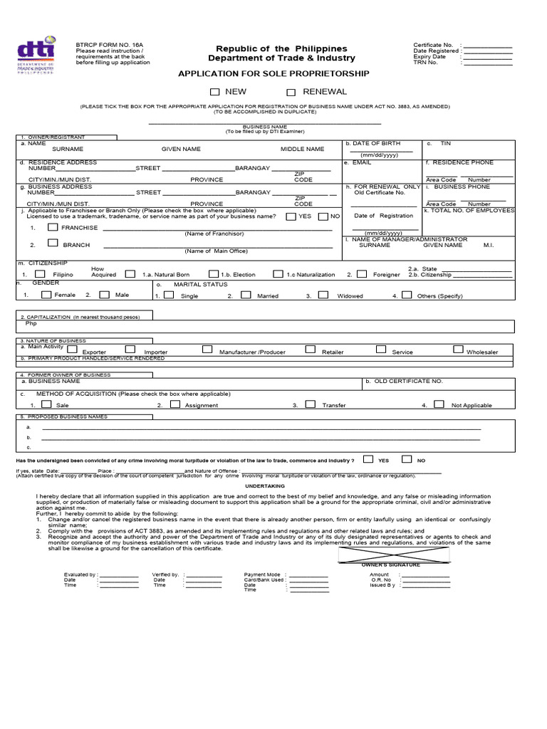 Dti Application Form | Download Free PDF | Franchising | Justice