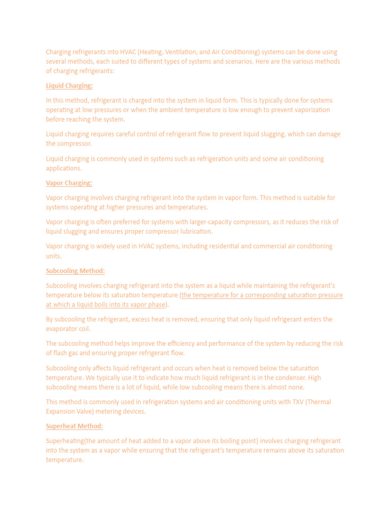Refrigerant Charging Methods for HVAC | PDF | Thermodynamics ...