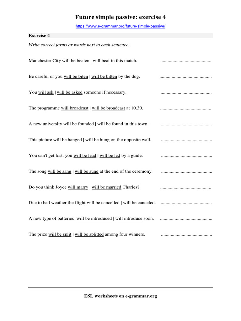 future-simple-passive-exercise-4 | PDF