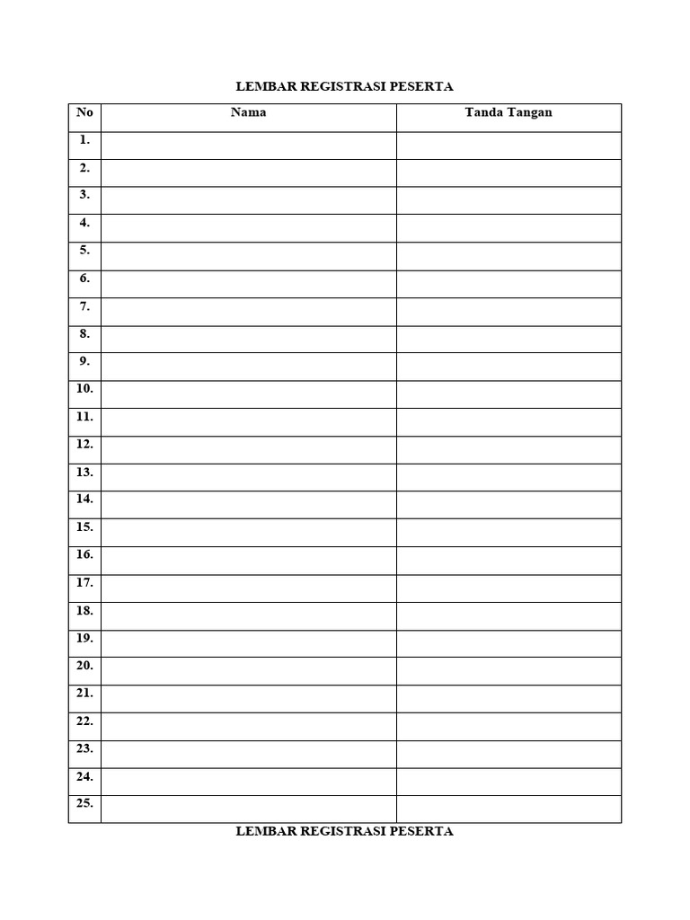 LEMBAR REGISTRASI PESERTA | PDF