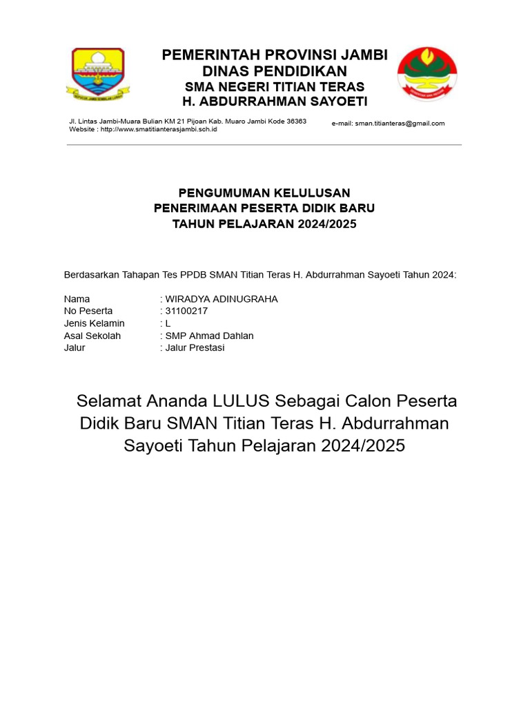 Kelulusan PPDB 2024 | PDF