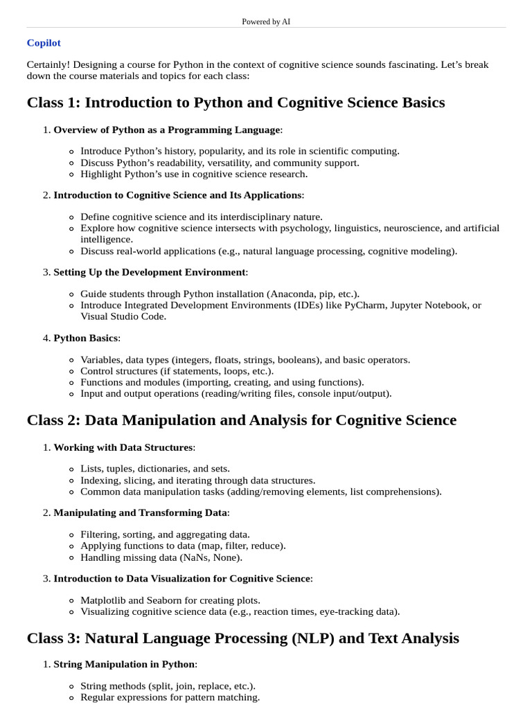 Answer | PDF | Cognitive Science | Python (Programming Language)