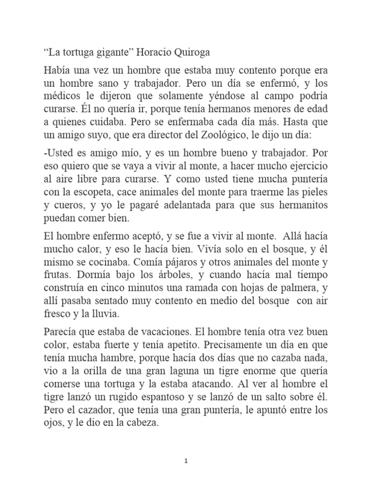 La Tortuga Gigante Horacio Quiroga (Letra Grande) | PDF