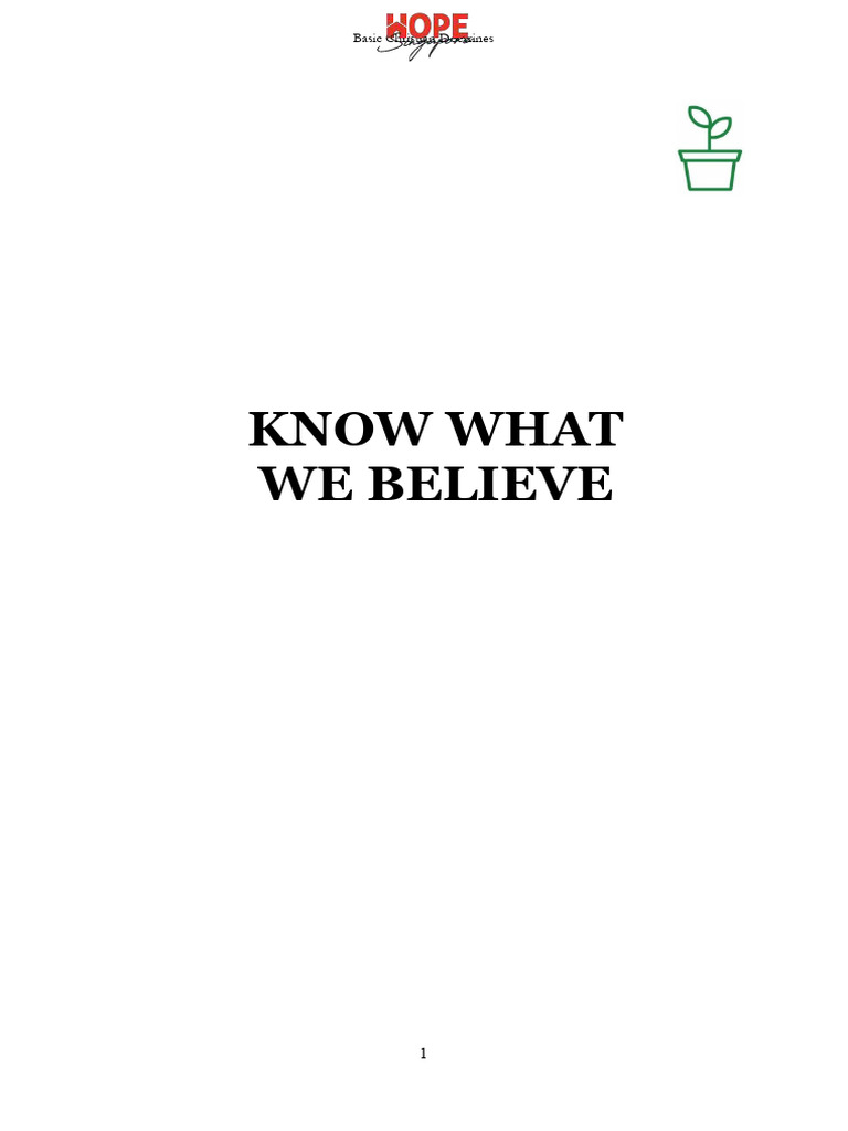 1-Know What We Believe - Basic Doctrines (Q1 2021) Participant Notes ...