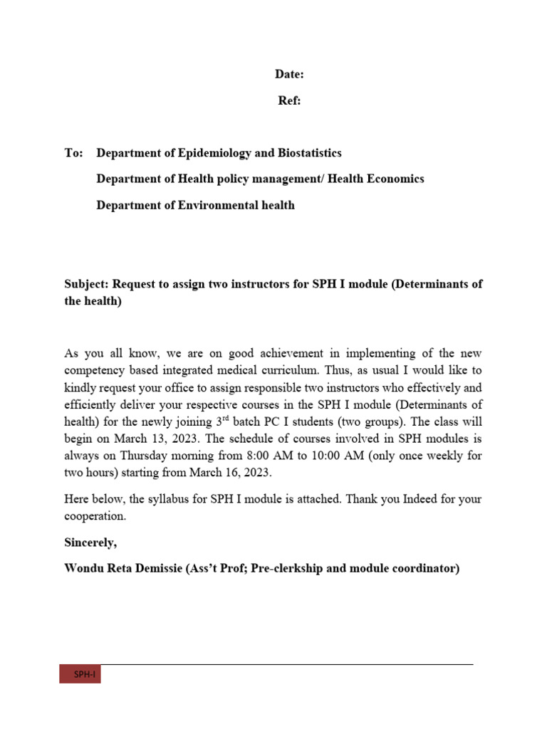 Tentative Schedule of SPH 1, DoH Module For 3rd Batch PC I Students ...