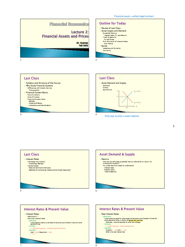 Financial Economics, Lecture 2 Handout, Fall 2023 | PDF | Bond Duration | Interest