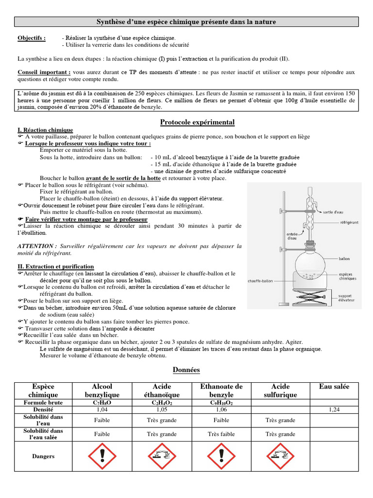 Synthèse de l'éthanoate de benzyle | PDF | Chimie | Chromatographie