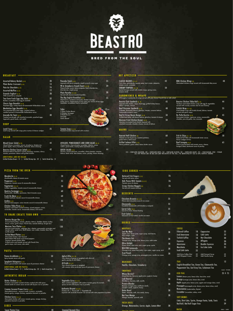 Beastro Menu | PDF | Hamburgers | Salad