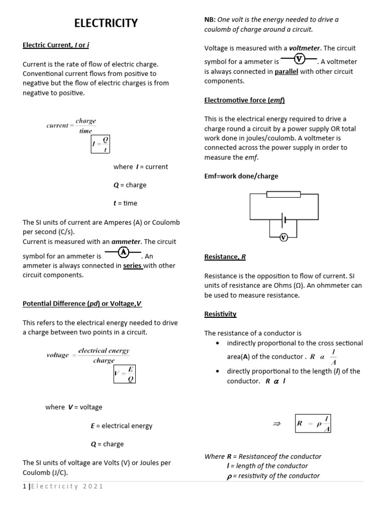 EM3 - Electricity 1 | PDF | Voltage | Series And Parallel Circuits