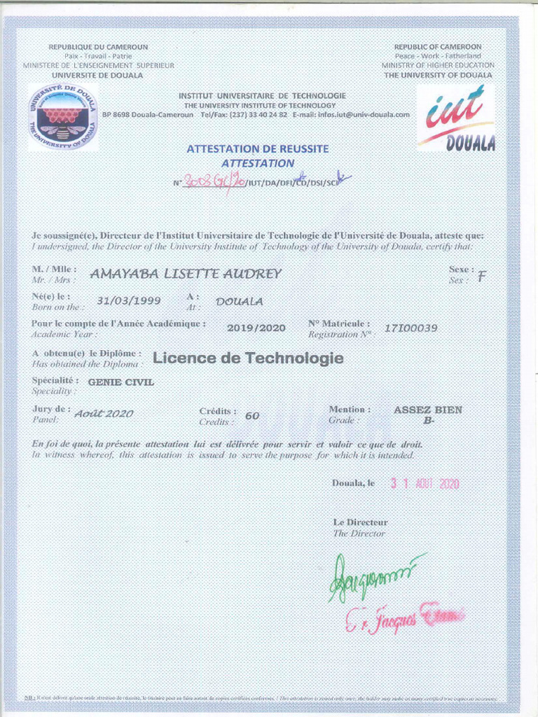 Attestation Reussite LICENCE | PDF