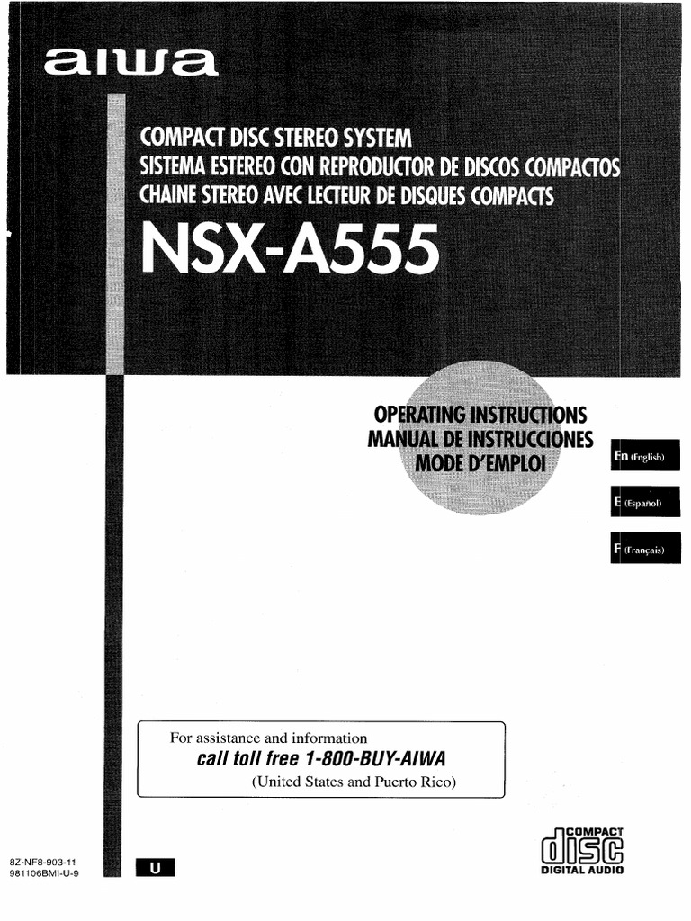 Aiwa NSX A555 Stereo Set | PDF | Ac Power Plugs And Sockets | Equipment