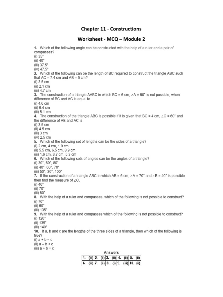 Class IX Maths Constructon Worksheet Module 2 | PDF