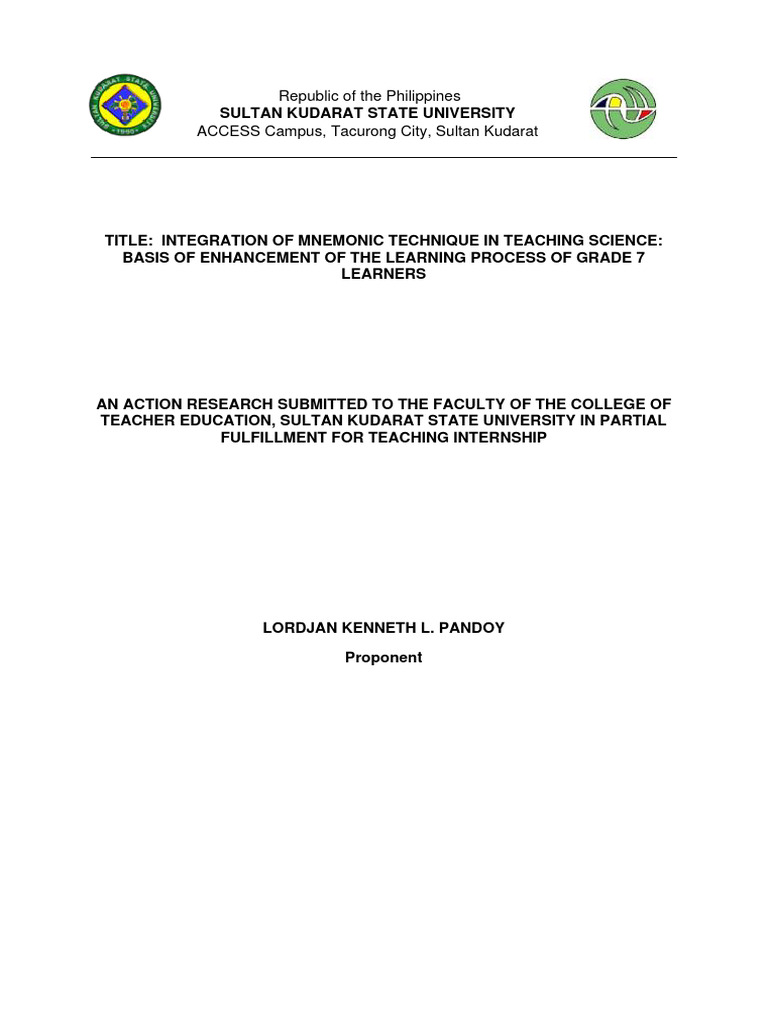 PDF Classroom Based Action Research Paper | Download Free PDF | Learning | Mnemonic