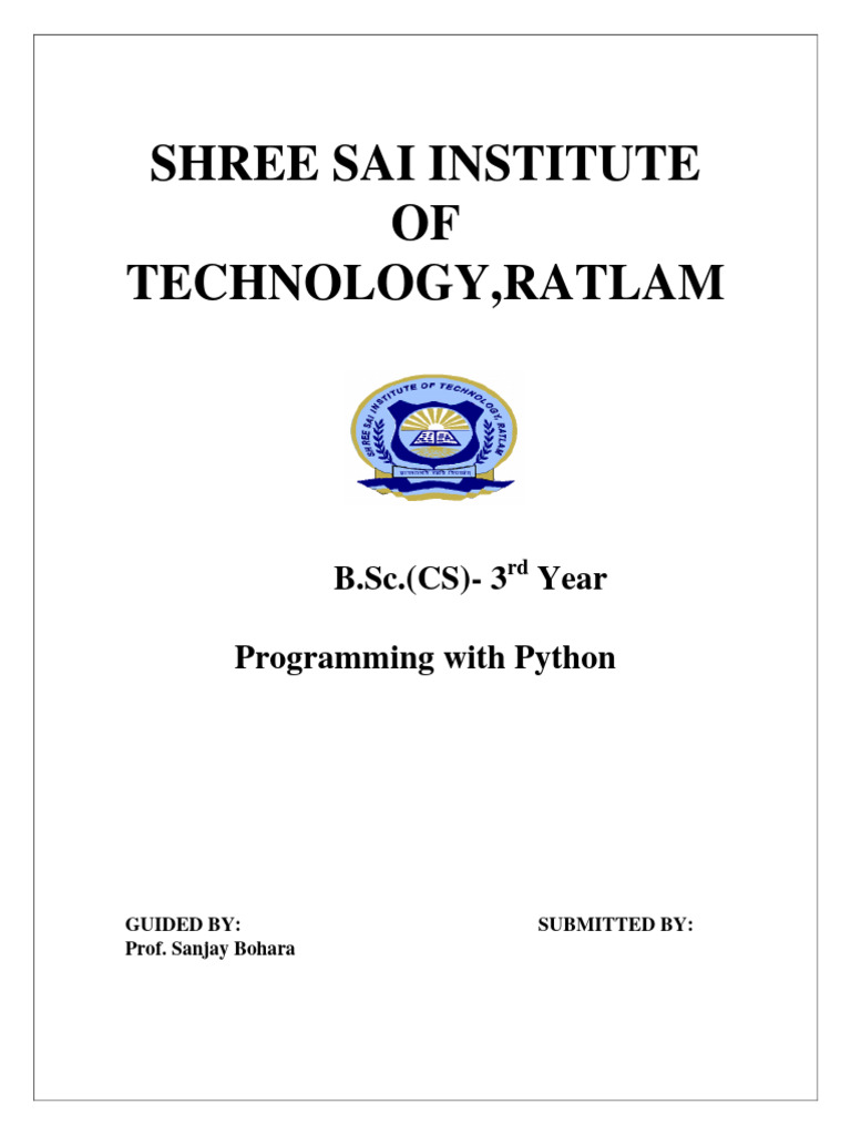 BSC 3 YR Practical File Python | PDF