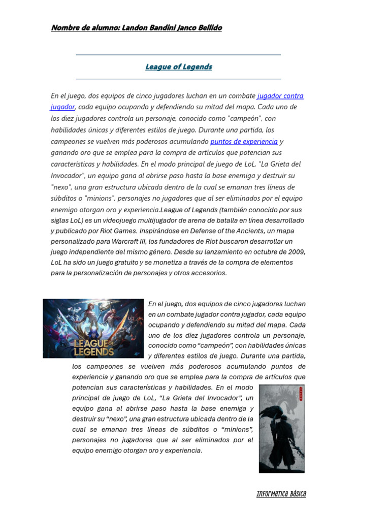 Guía Básica de League of Legends | PDF | Diseño de juego | Videojuegos