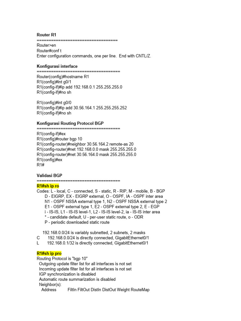 Konfigurasi Routing BGP | PDF | Router (Computing) | Network Protocols