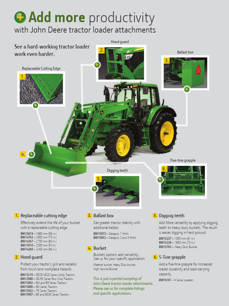 JDLoader Attachments | PDF | Tractor | Loader (Equipment)