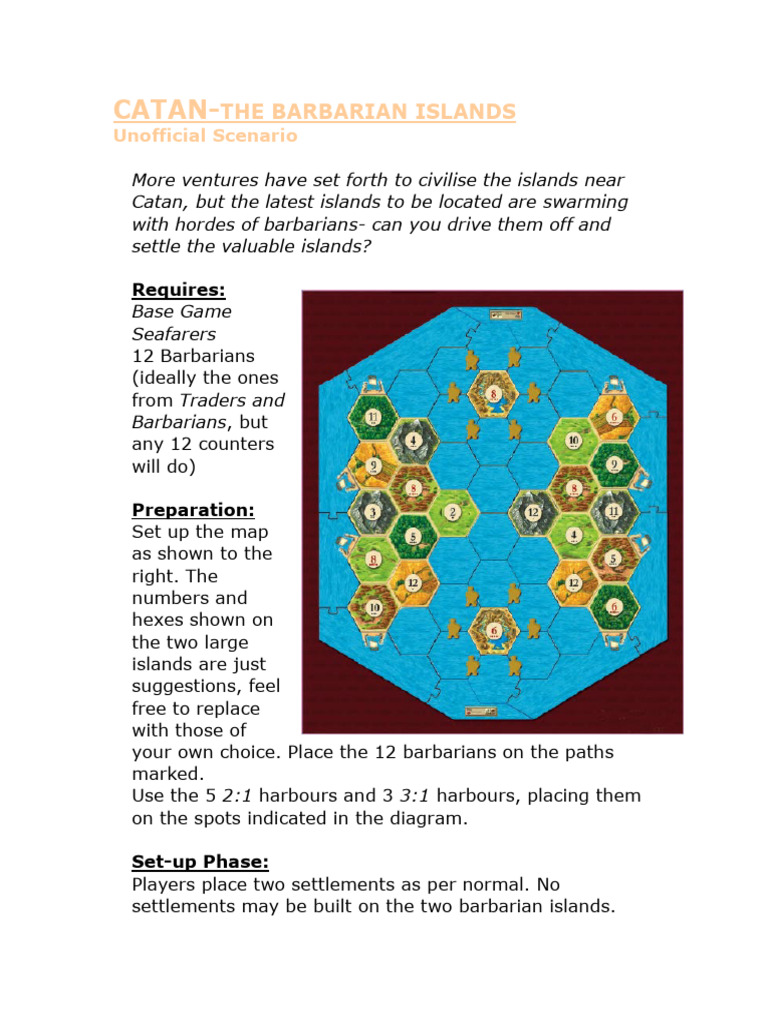 Catan: Barbarian Islands Scenario Rules | PDF | Entertainment | Board Games