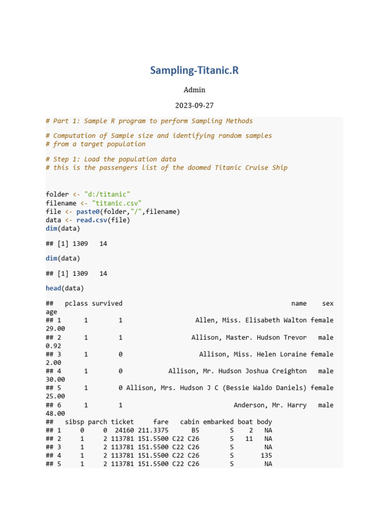 Sampling-Titanic | PDF | Ships | Shipping