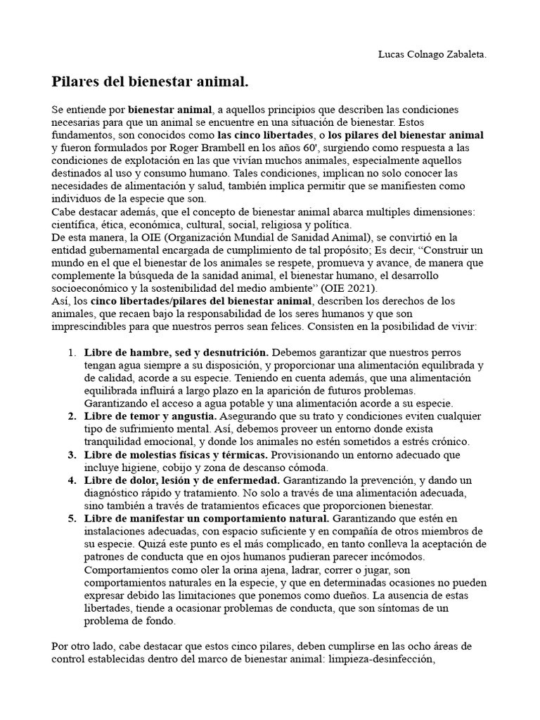 Bienestar Animal. LucasCZ | PDF | Bienestar de los animales | Comportamiento