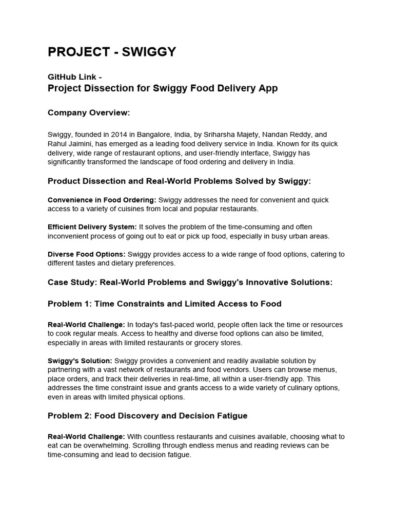 Project - Swiggy | PDF | Computing | Information Technology