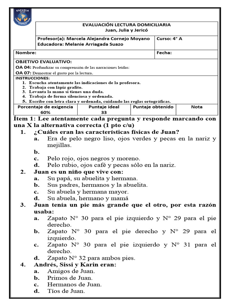 PRUEBA LIBRO Juan, Julia y Jericó | PDF