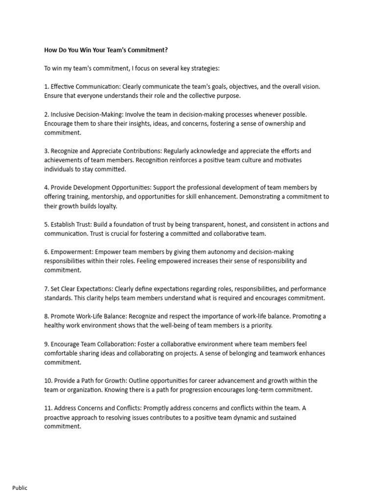 Team's Commitment | Download Free PDF | Empowerment | Business