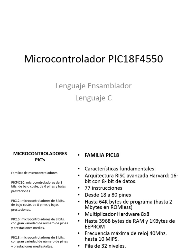 PIC18F4550: Arquitectura y Memoria | PDF | Microcontrolador | Almacenamiento de datos de la ...