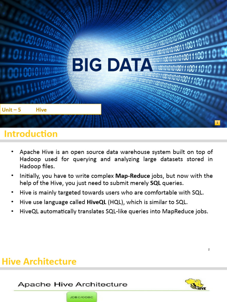 Unit-5 - Hive | PDF | Software | Cybernetics
