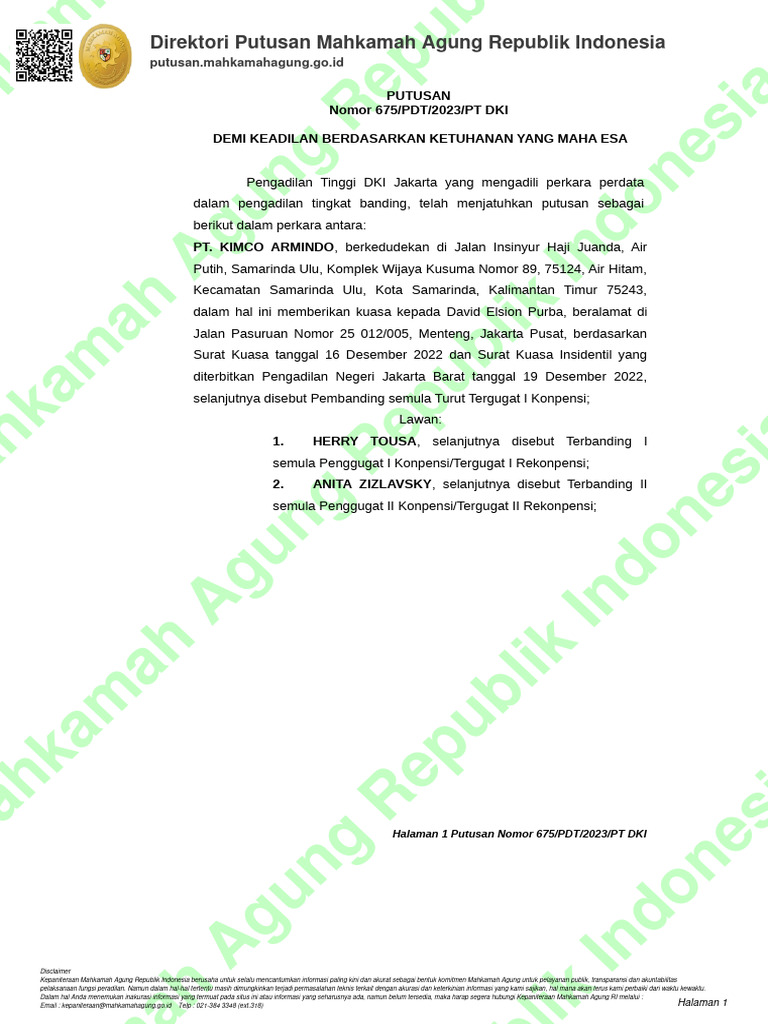 Putusan 675 PDT 2023 PT Dki 20231208204623 | PDF