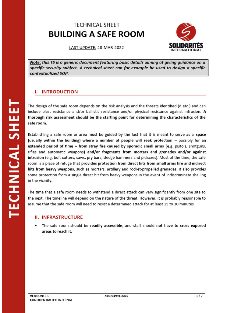 Safe Room Design Guidelines | PDF | Door | Wall