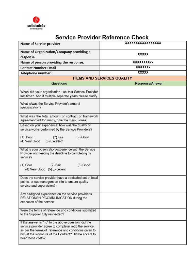 Z - Ref. Check Form - Supplier - XXXX | PDF | Business