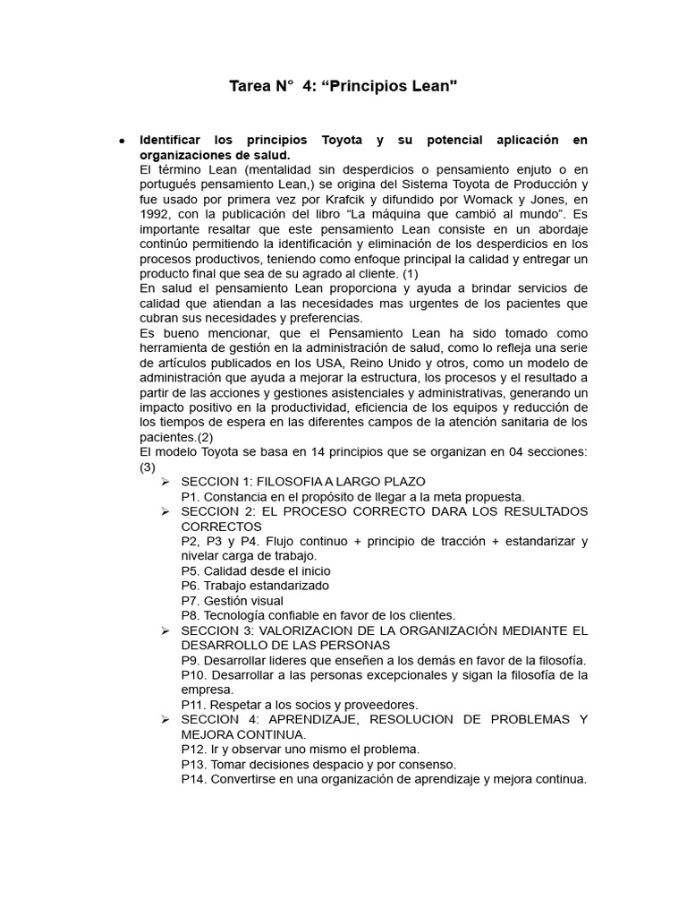 Tarea #4 - Principios Lean | PDF | Lean Manufacturing | Business
