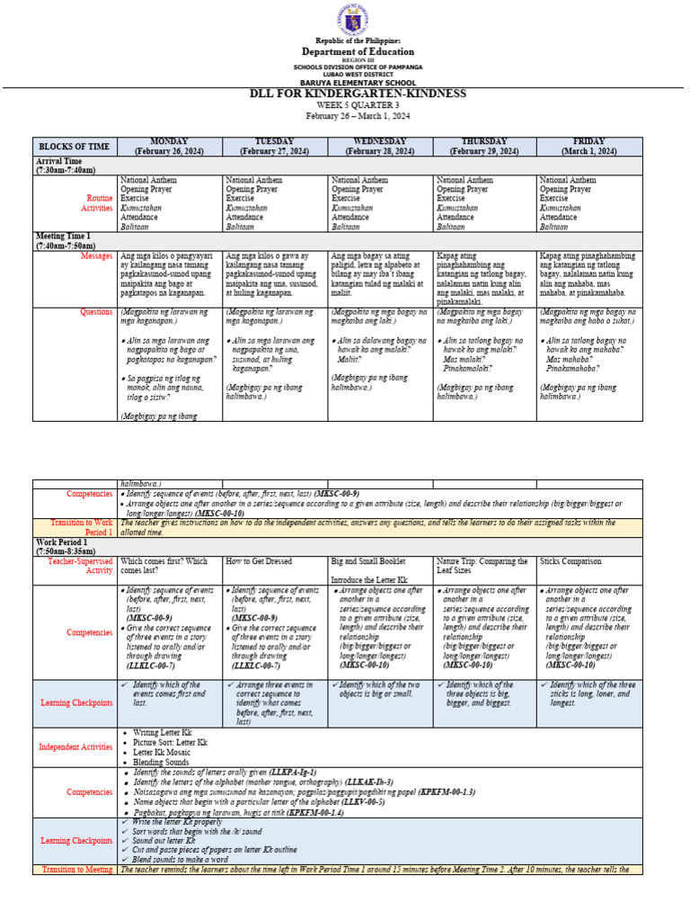 Kinder Love DLL Q3 Wk5 | PDF