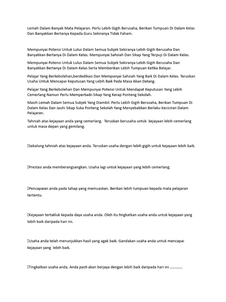 Komen Ulasan Guru Kelas PBD | PDF