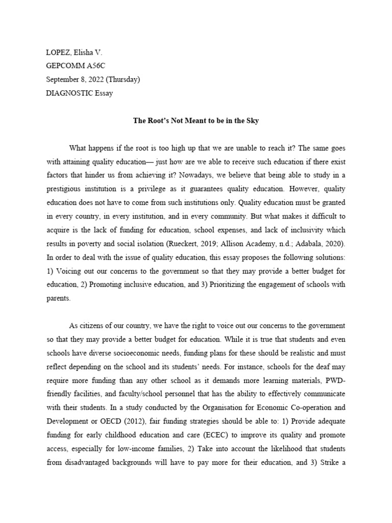 (GEPCOMM) Diagnostic Essay | PDF | Inclusion (Education)