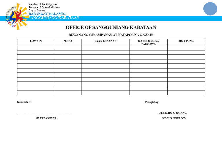 Accomplishment Monthly SK Members | PDF