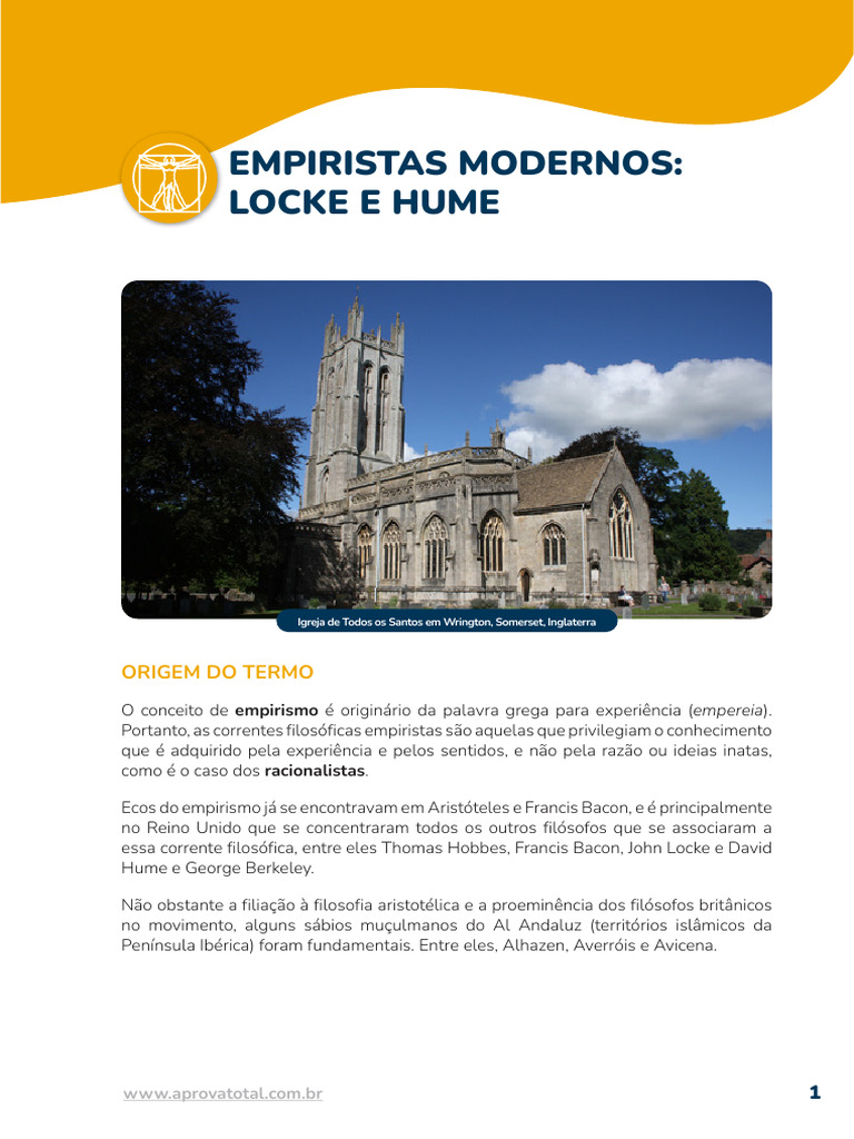 FIL AP FILOSOFIA MODERNA Empiristas Modernos Locke e Hume | PDF ...