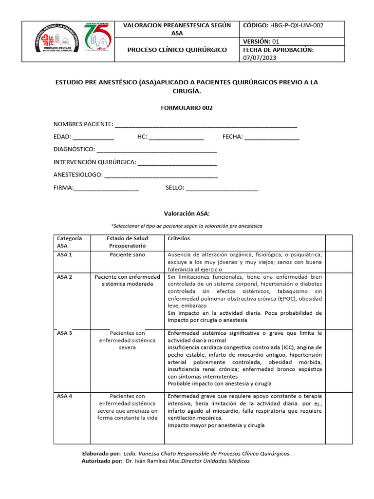 Escala ASA | PDF | Anestesia | Hipertensión