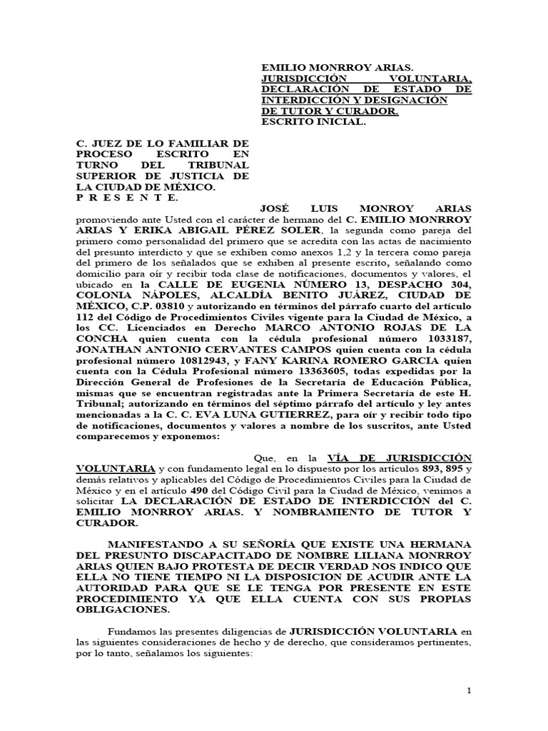 Juicio de Interdicción: Emilio Monrroy | PDF | México | Certificado de ...