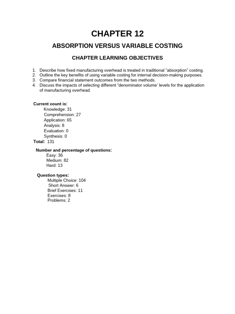 Absorption vs. Variable Costing Guide | PDF | Cost Of Goods Sold | Cost Accounting
