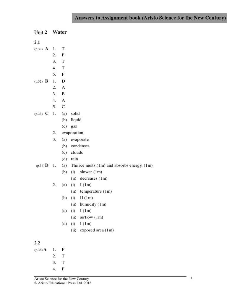 Answers To Workbook U2 ALL e | PDF | Solubility | Evaporation