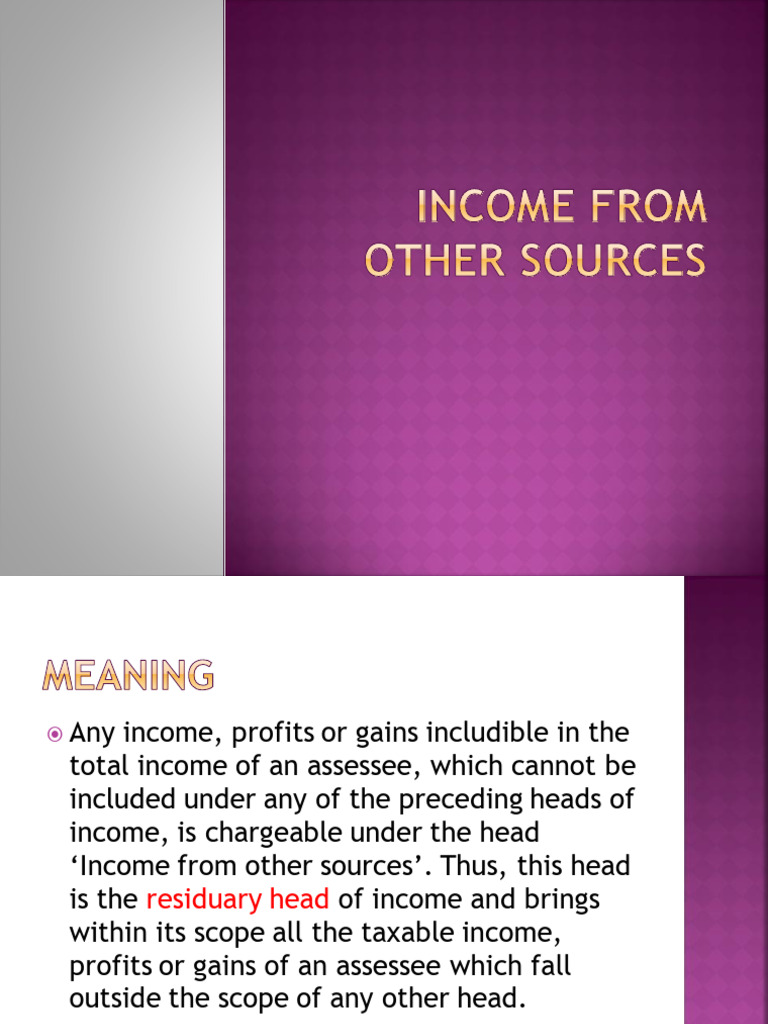 Income from Other Sources Guide | PDF | Expense | Income