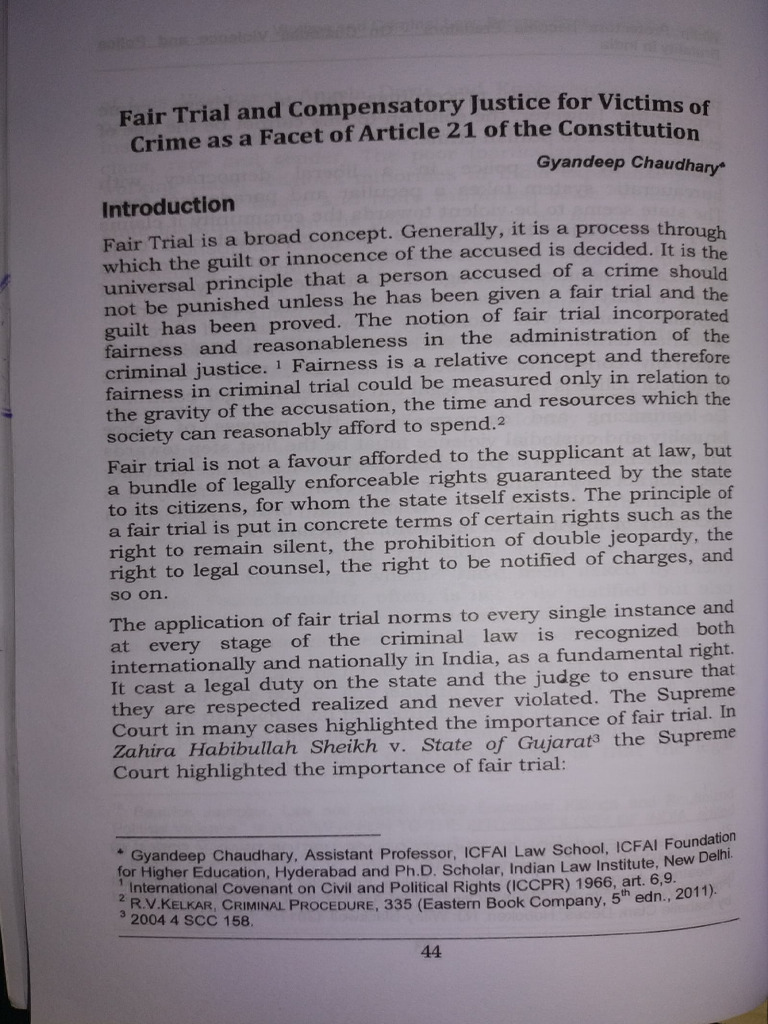 Fair Trial & Victim Justice in Article 21 | PDF | Right To A Fair Trial ...
