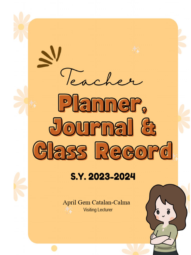 B5 Size - Diy Teacher Planner-Journal-Class Record | PDF