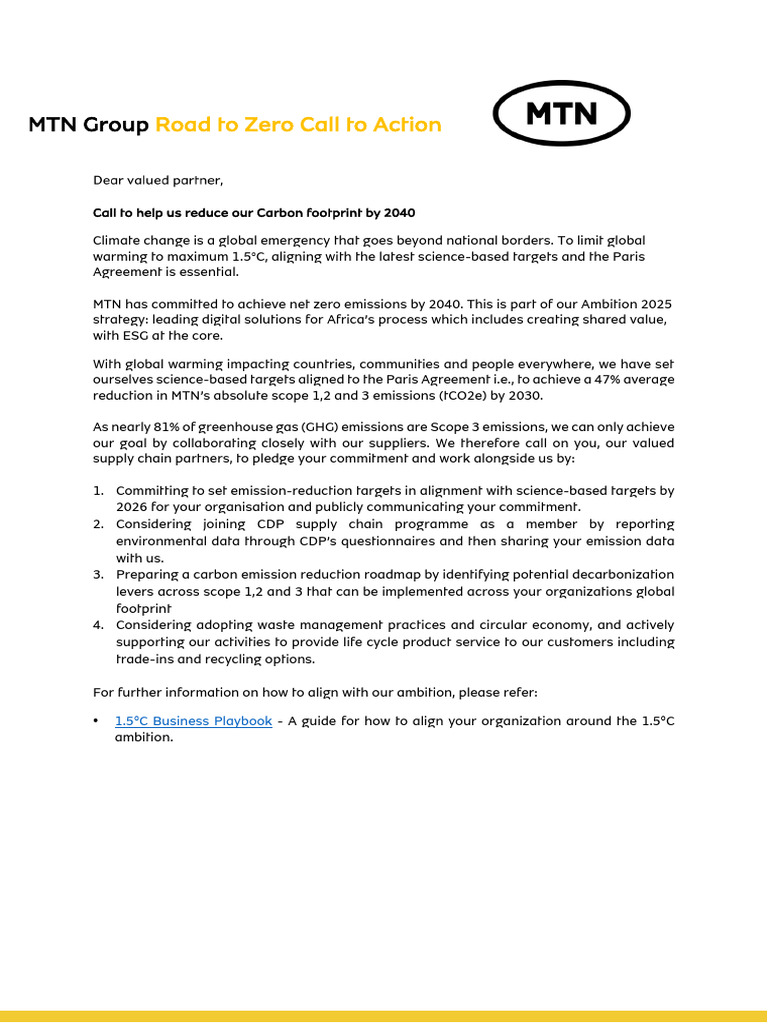 Final Draft Net Zero Pledge Letter Suppliers English Version 2 | PDF ...