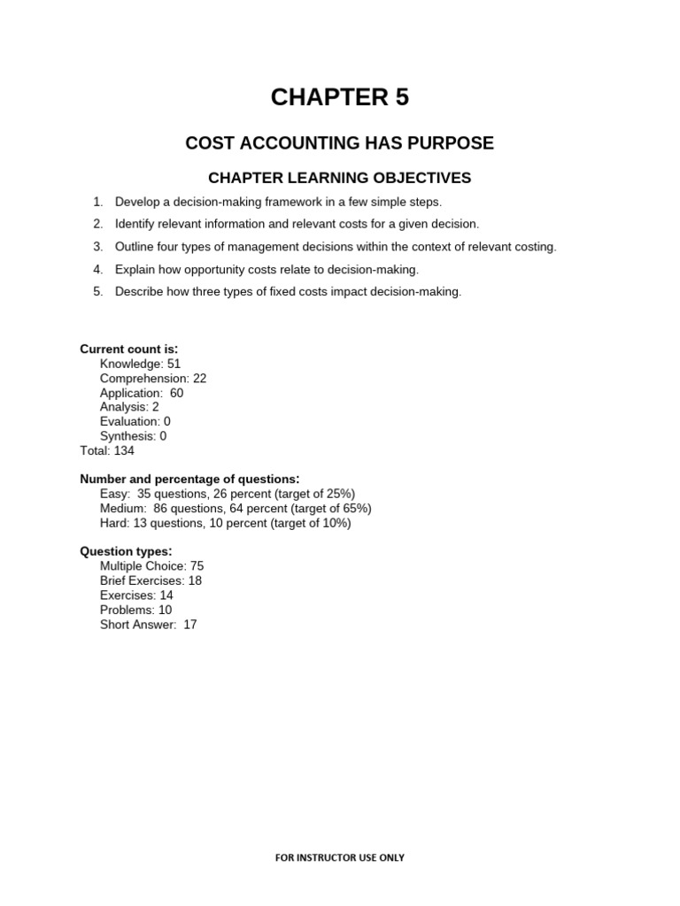Farmer CA 1e TB Ch05 | PDF | Decision Making | Cost Accounting