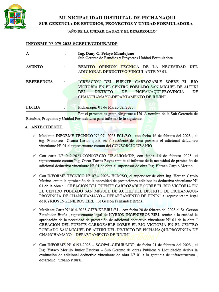 Informe-N 04-2023-Observaciones Adicional Deductivo Vinculante | PDF
